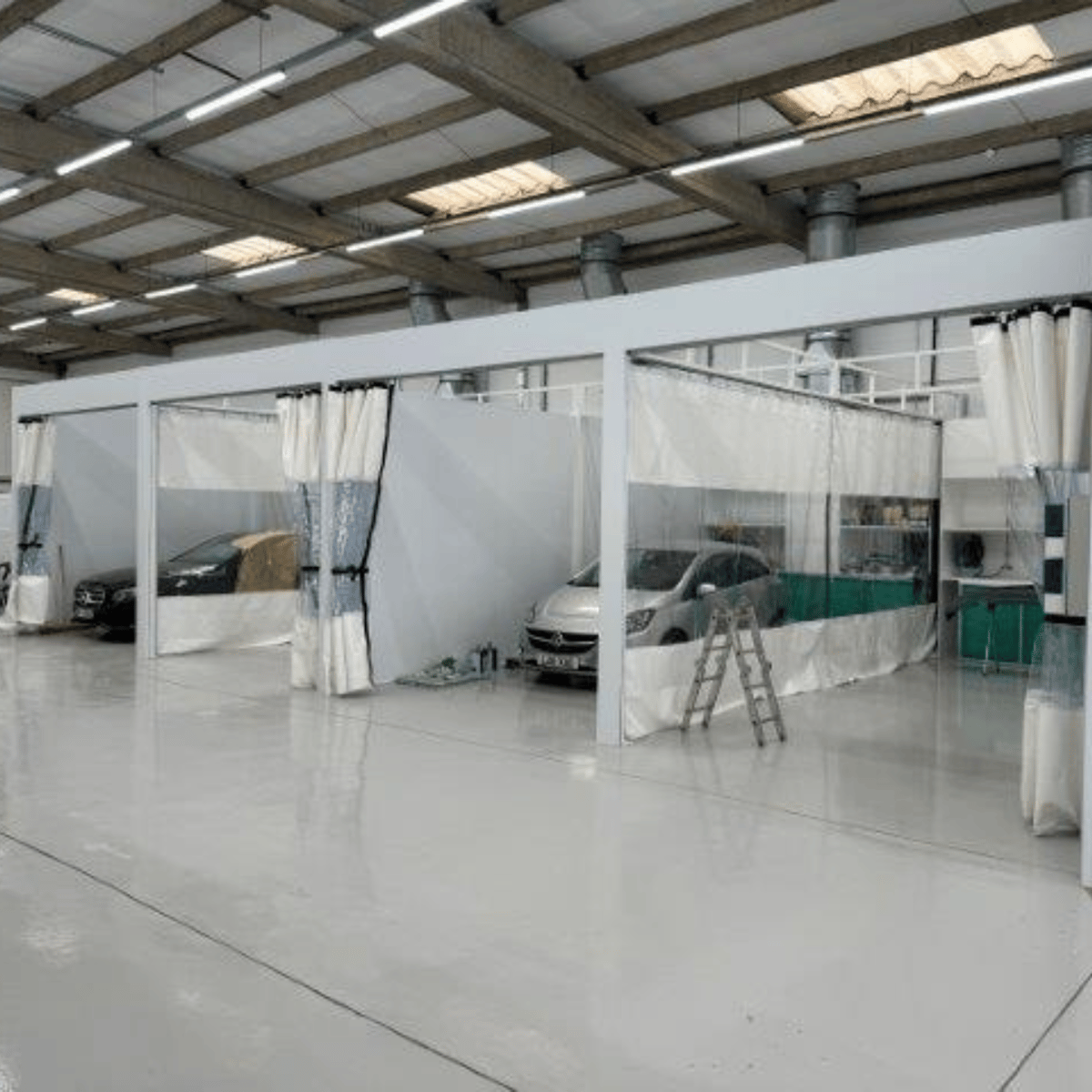 Spray Booth Curtains | Sliding Curtains With Clear Vision Panel